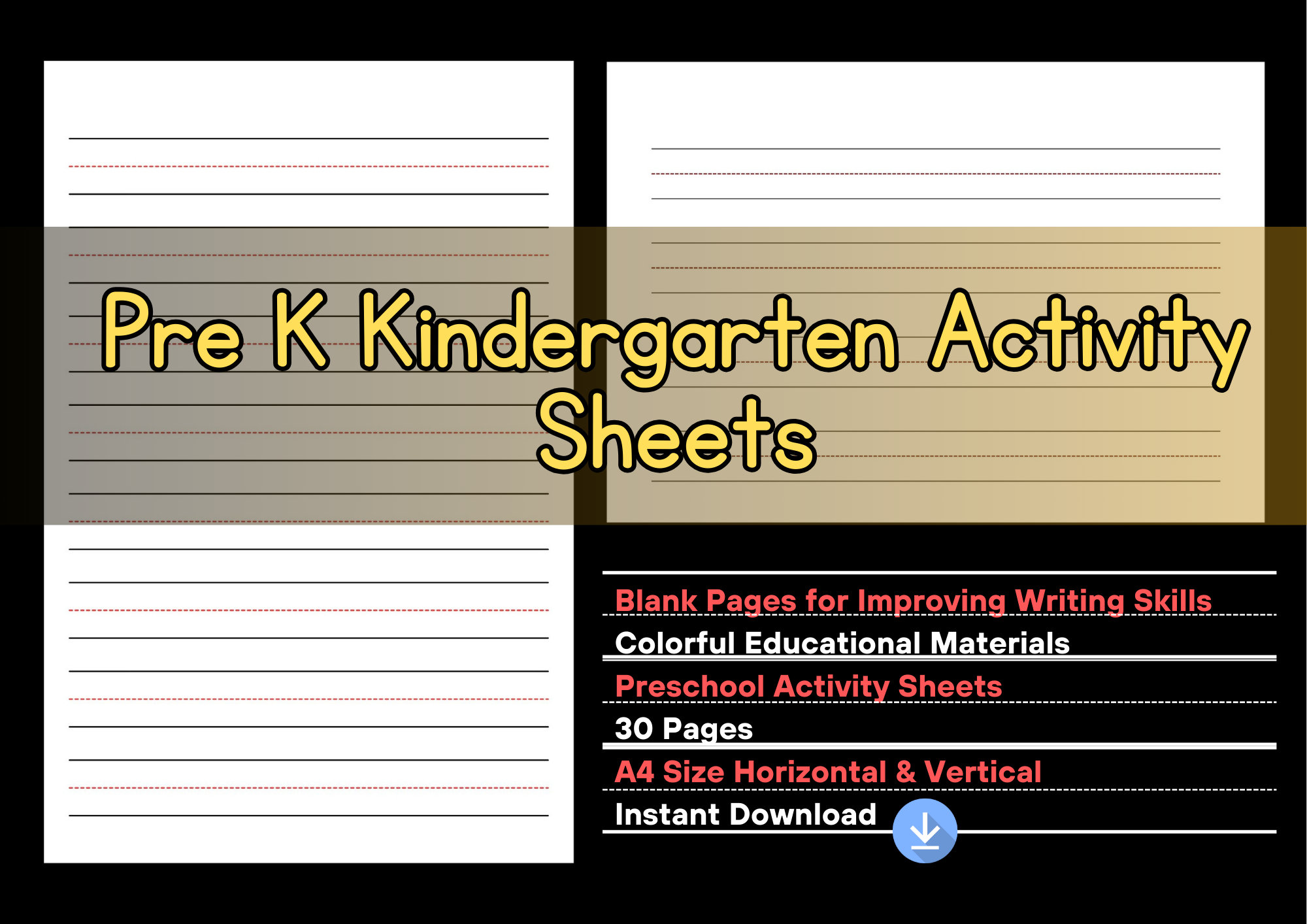 A4 Handwriting Practice Paper - Printable Blank Lined Sheets for ...