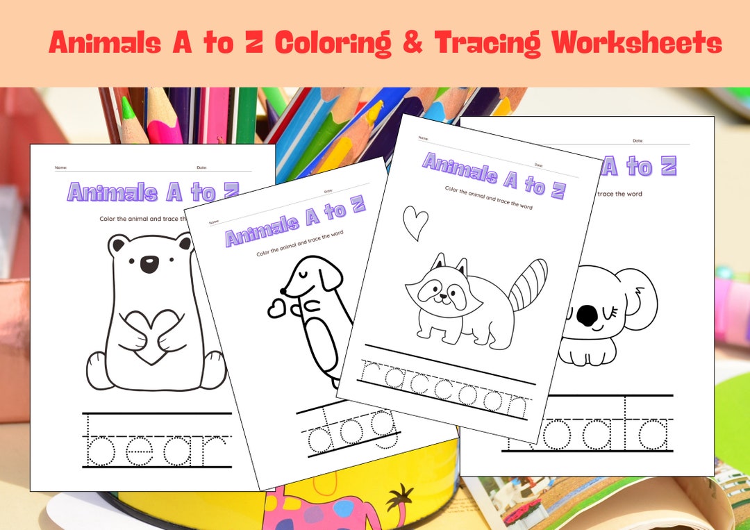 Animal Alphabet Tracing Sheets - Perfect for Kids & Toddlers, A4 Size ...