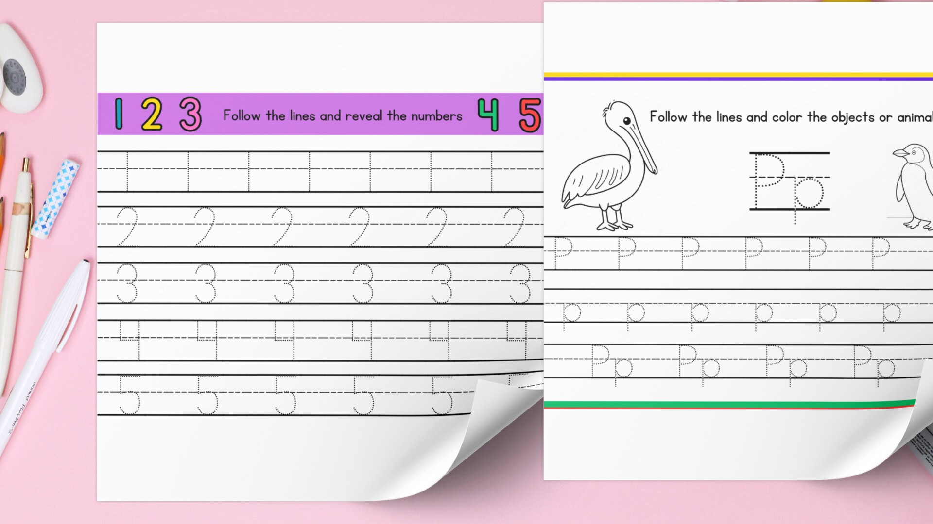 Alphabet Numbers Tracing Page, Letter Tracing Worksheet, Homeschool ...