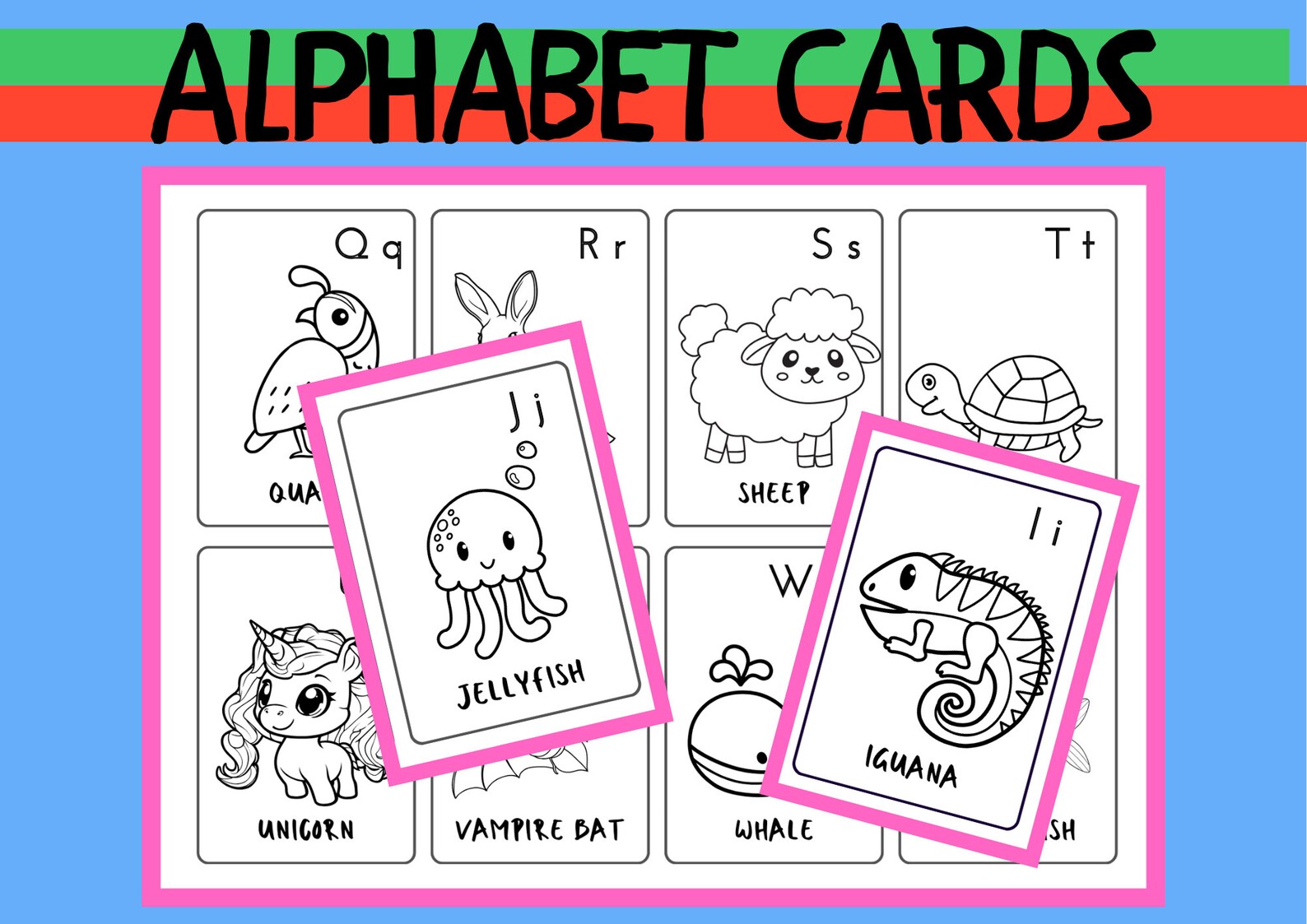 Alphabet Flash Cards, Preschool Educational Learning Materials, ABC ...