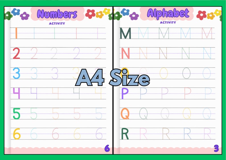 Colorful Alphabet and Number Tracing Worksheets for Kids - A4 Printable ...