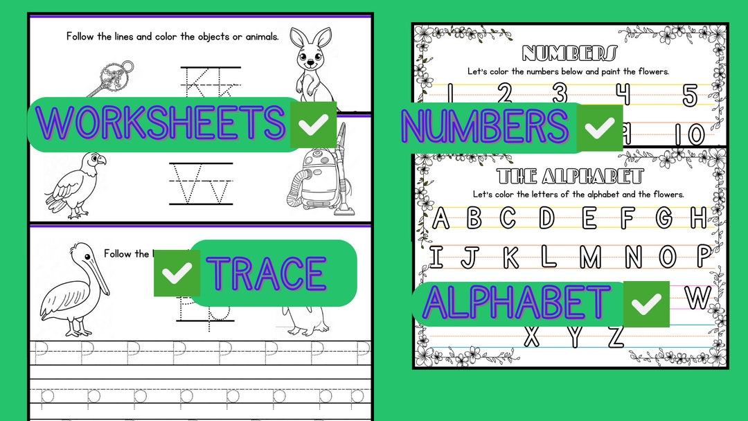 Alphabet Numbers Tracing Page, Letter Tracing Worksheet, Homeschool ...