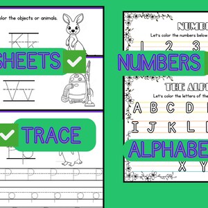 Alphabet Numbers Tracing Page, Letter Tracing Worksheet, Homeschool ...