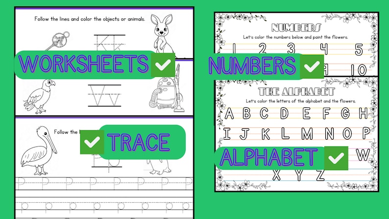 Alphabet Numbers Tracing Page, Letter Tracing Worksheet, Homeschool ...