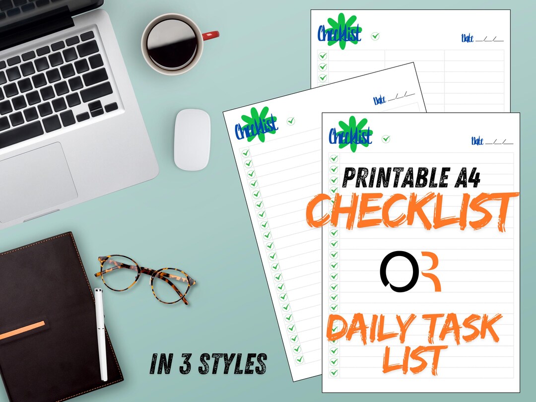 A4 Checklist , Daily Task List, Daily To-do List, Task Tracker ...