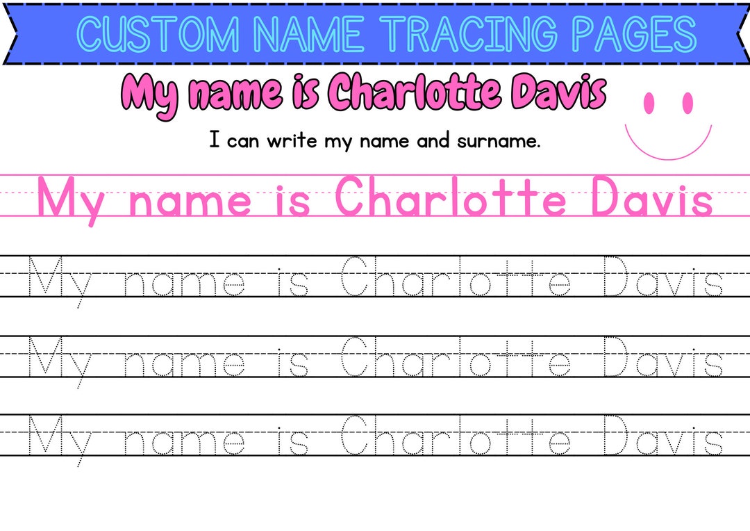 Custom Name Tracing Sheet , Handwriting Practice, Personalized Name ...
