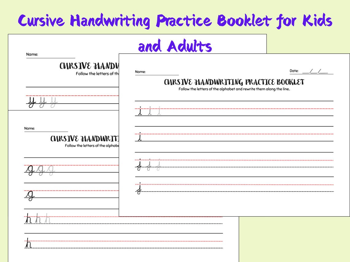Cursive Handwriting Practice Booklet for Kids and Adults | Alphabet ...