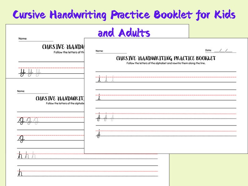 Cursive Handwriting Practice Booklet for Kids and Adults | Alphabet ...