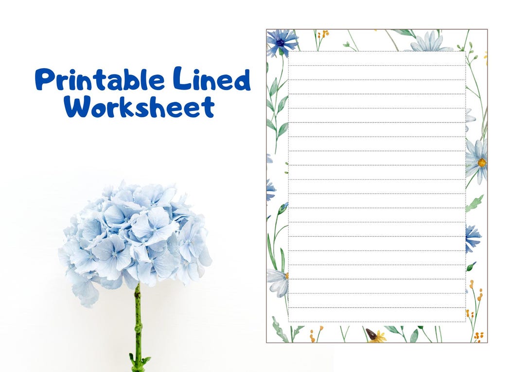 A4 Floral Border Handwriting Practice Paper - Printable Lined Worksheet ...