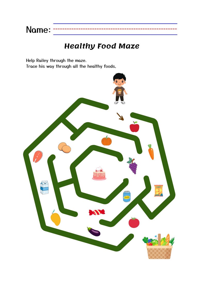 Kids Fun Maze Activity Worksheets, Easy Kids Activity Worksheets, 30 ...