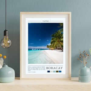 Boracay Digital Printable Poster: Breathtaking Beach, Sailboats & Palm ...