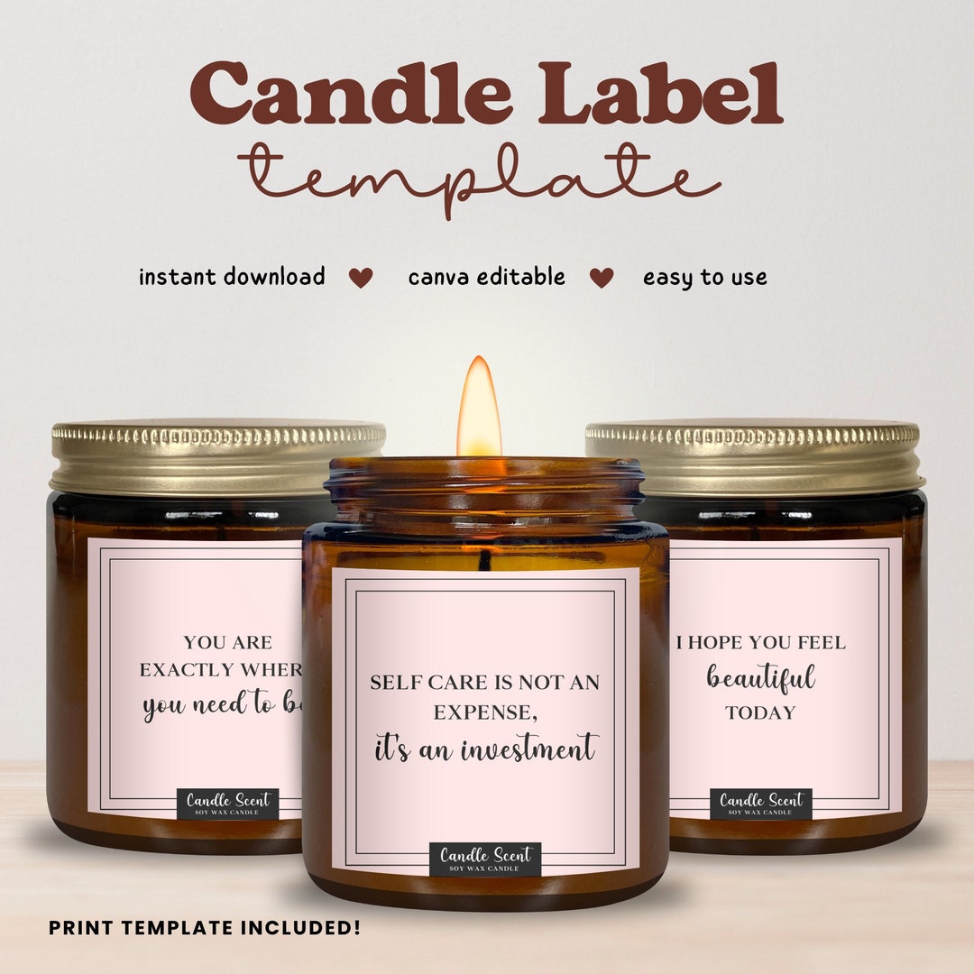 Editable Self Love Candle Label Sticker Template, Healing Candle Labels ...