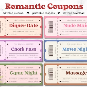 Personalized Coupon Book Template, 1st Anniversary Gift for Her, Unique ...