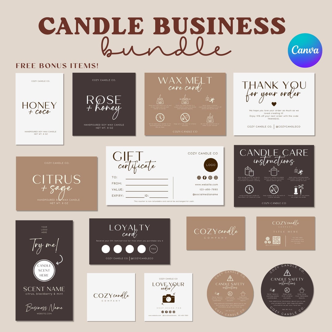 Candle Business Bundle Branding Kit Templates Candle Business - Etsy
