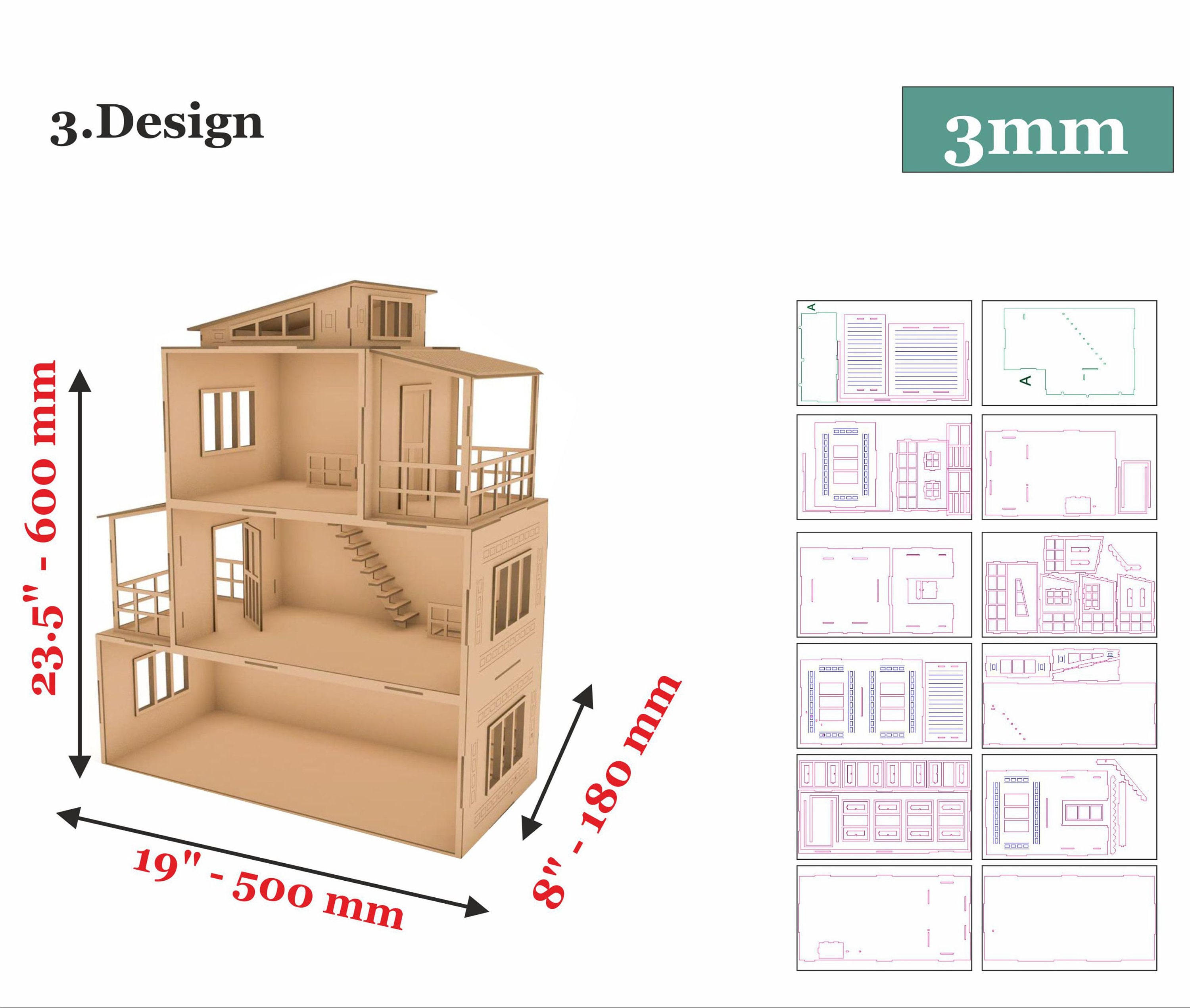 8+ Modern Doll House Laser Cut and Furniture SVG, Miniature Furniture ...