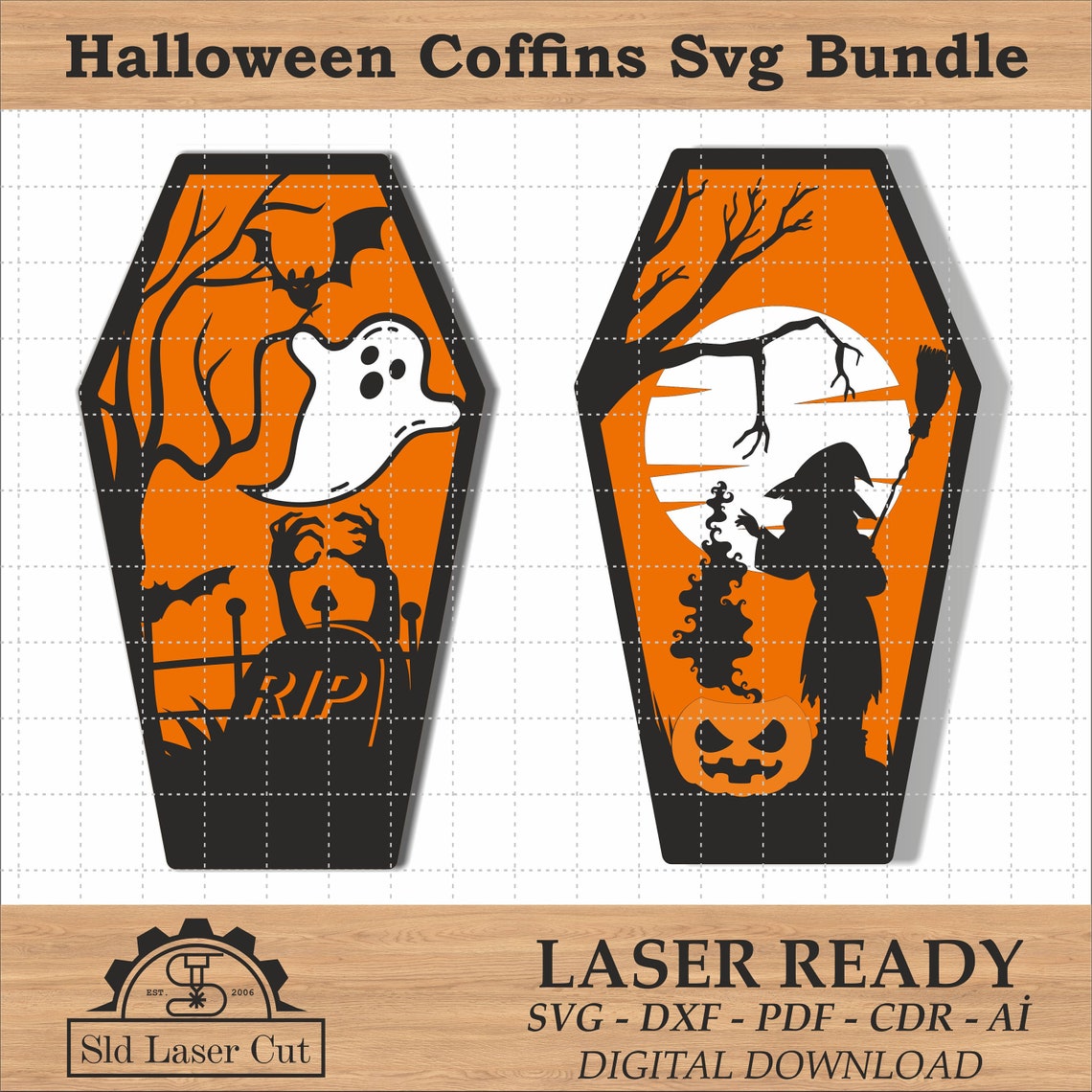 Halloween Coffins Svg Bundle, Halloween Decor, Pumpkin Coffin Svg Black ...