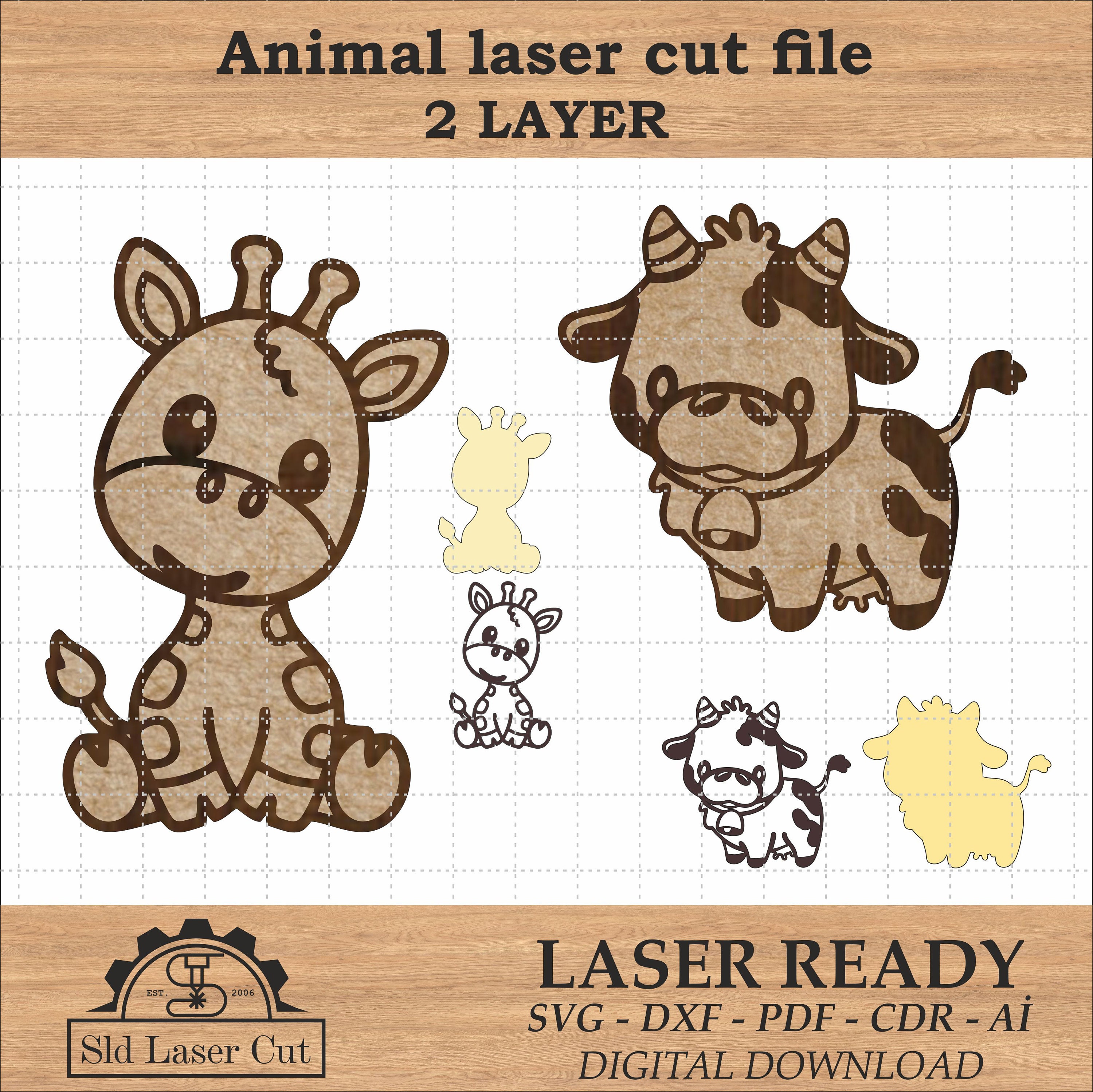 20 Cute Animal Shapes Laser Cut File. Two-layer Vector Files SVG, Ai ...