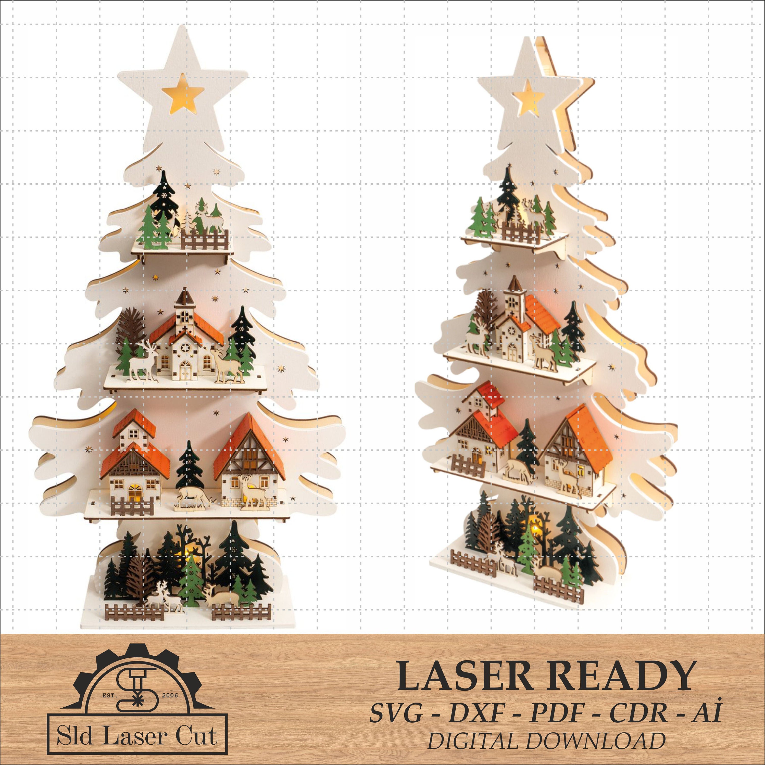 Christmas Tree Svg Pack, Christmas Ornament Multilayer, Christmas Laser ...