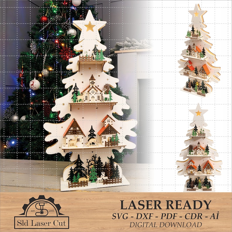 Christmas Tree Svg Pack, Christmas Ornament Multilayer, Christmas Laser ...