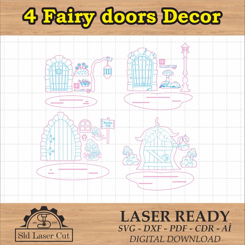 Fairy Door and Accessories SVG Bundle Laser Cut Files,fairy Doors ...