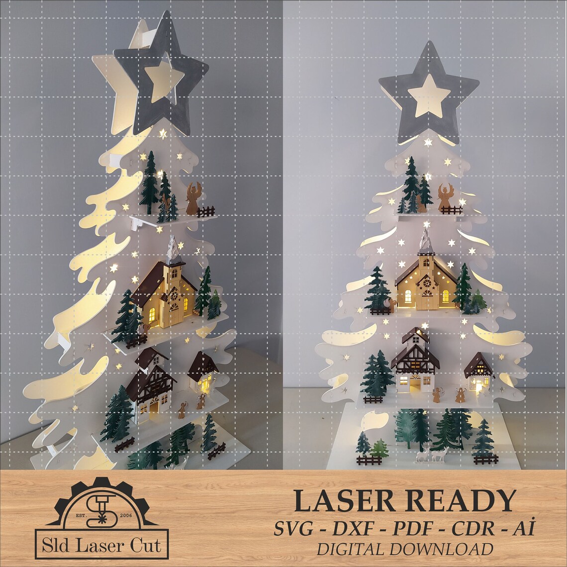 Christmas Tree Svg Pack, Christmas Ornament Multilayer, Christmas Laser ...