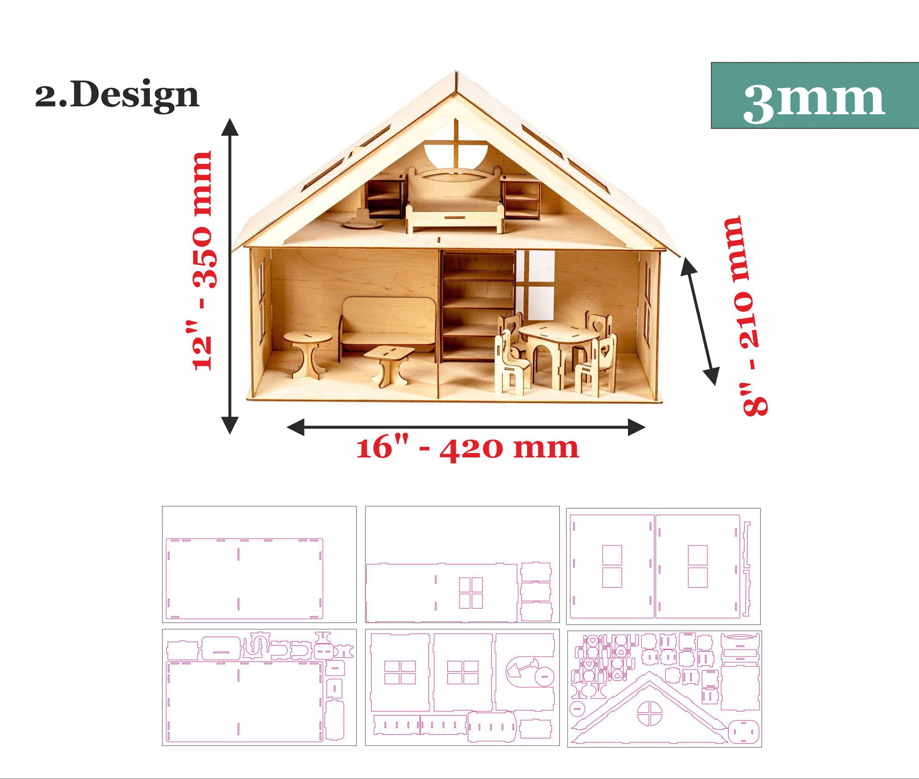 8+ Modern Doll House Laser Cut and Furniture SVG, Miniature Furniture ...
