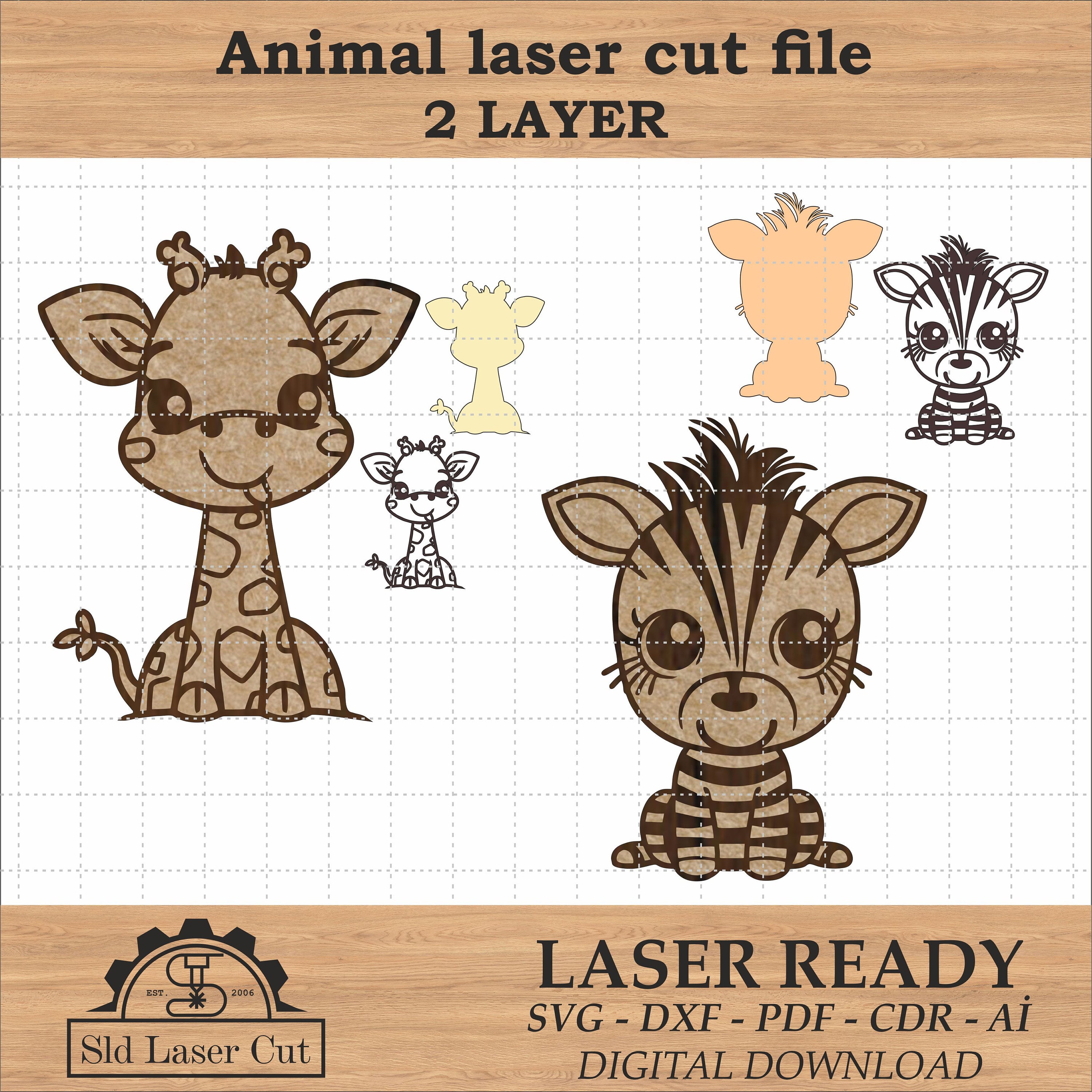 20 Cute Animal Shapes Laser Cut File. Two-layer Vector Files SVG, Ai ...