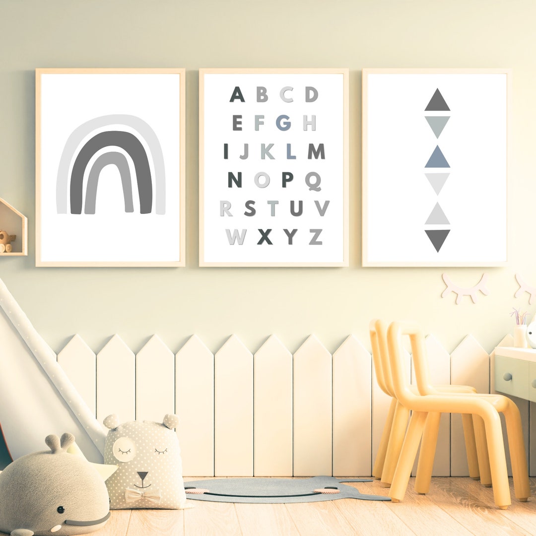 Pastel Color Alphabet Poster ABC Print Set of 3 Educational - Etsy