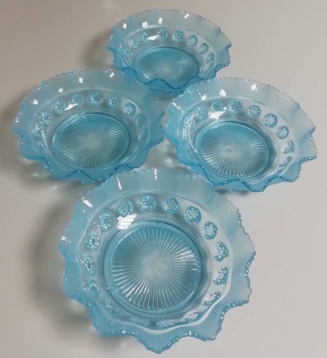 1920s Art Deco George Davidson & Co Azure Blue Glass Dessert - Etsy UK