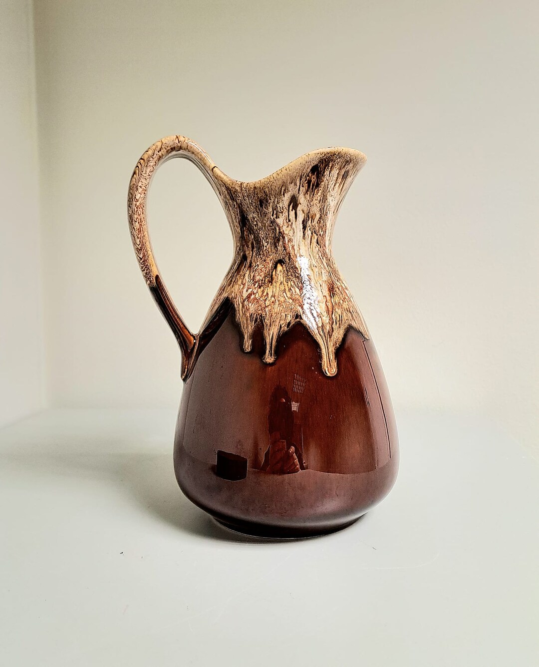 1970s Kingston Pottery Honeycombe Drip Glaze Jug Vase - Etsy