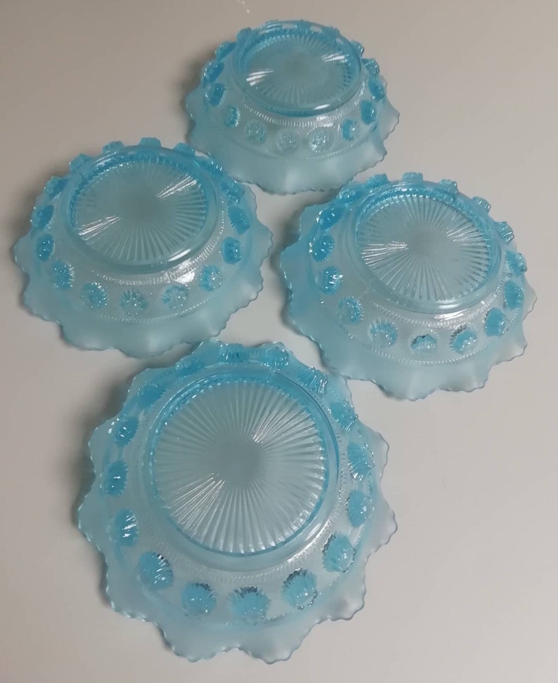 1920s Art Deco George Davidson & Co Azure Blue Glass Dessert - Etsy UK