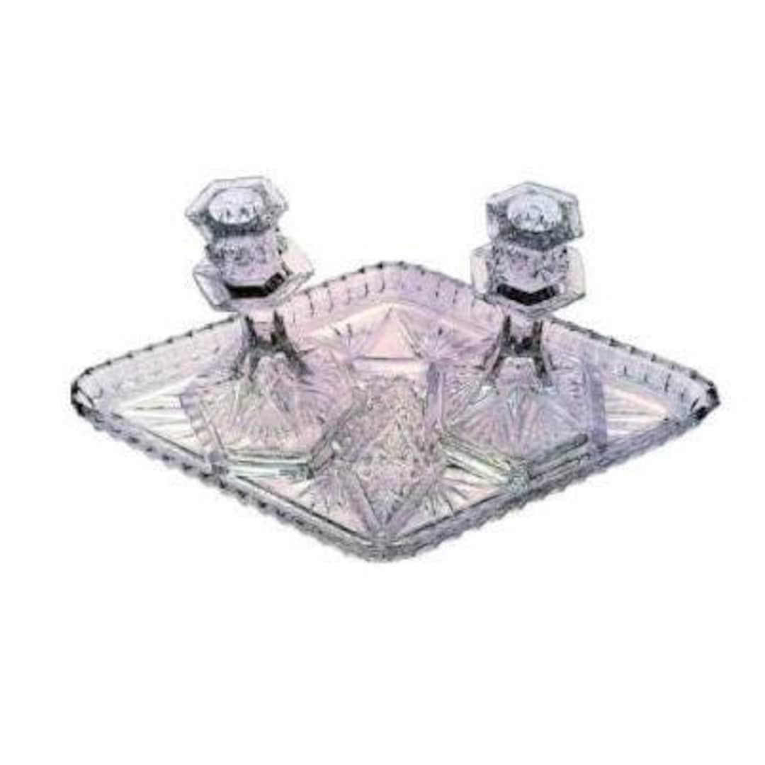1950's Bagley David 2231-1 Art Deco Lilac Grey Lead Crystal Dressing ...