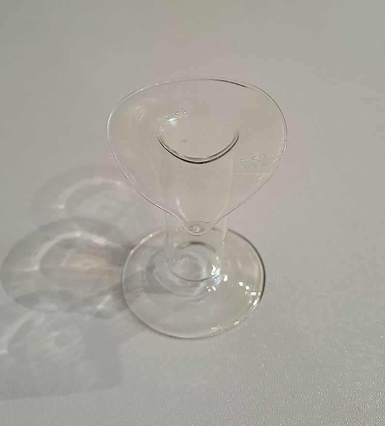 1980s Suffolk Studio Miniature Blown Glass Vase With Blue Flower and ...