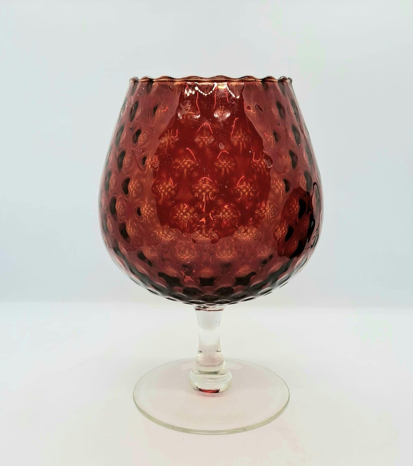 1960s Empoli Red Diamond Pattern Oversize Brandy Glass Posey - Etsy