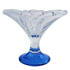 1970s Borgonovo Italian Ice Cream Sundae Glass Dish Bowl Blue and Clear ...