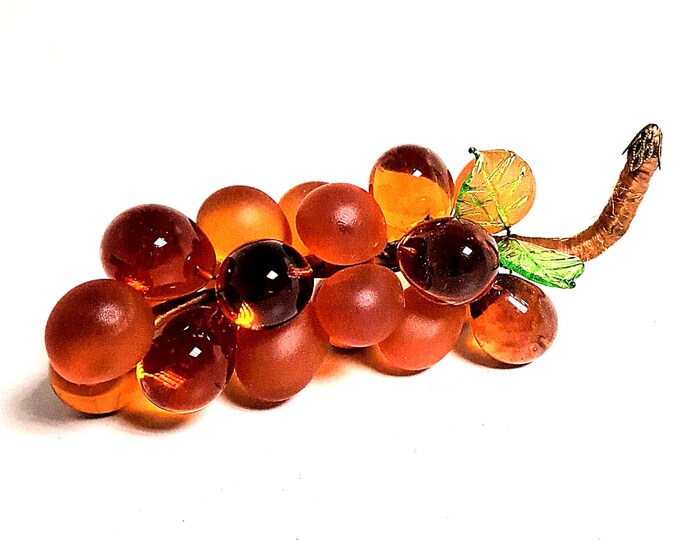 1980s Murano Glass Bunch of Grapes Decorative Amber Glass Grapes ...