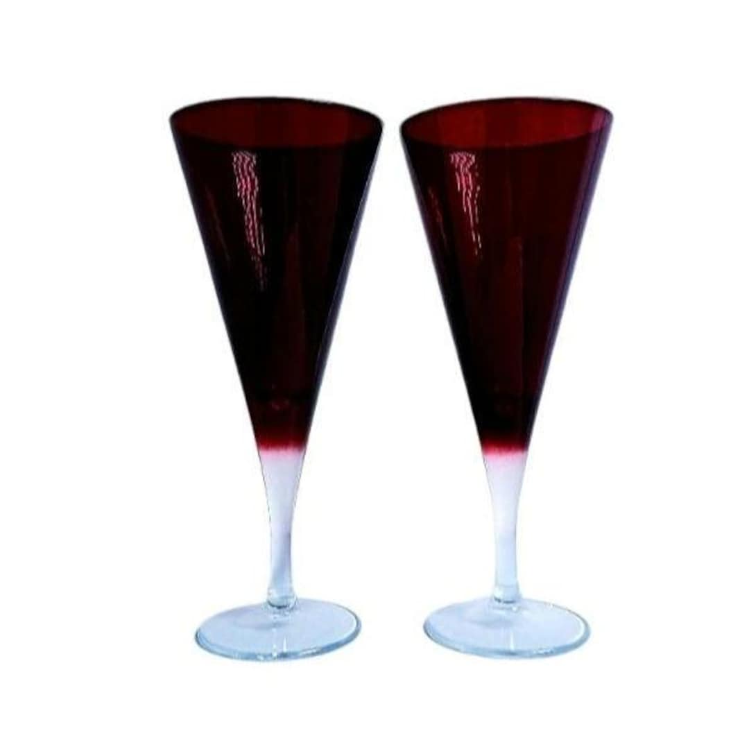 Vintage 1980s Red Conical Wine Glasses - Set of 2 - Etsy UK