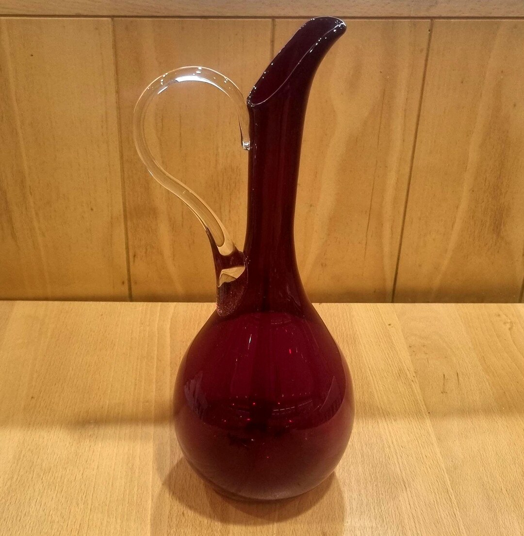 1960s Empoli Italian Ruby Red Glass Jug Vase Ewer Pitcher - Etsy