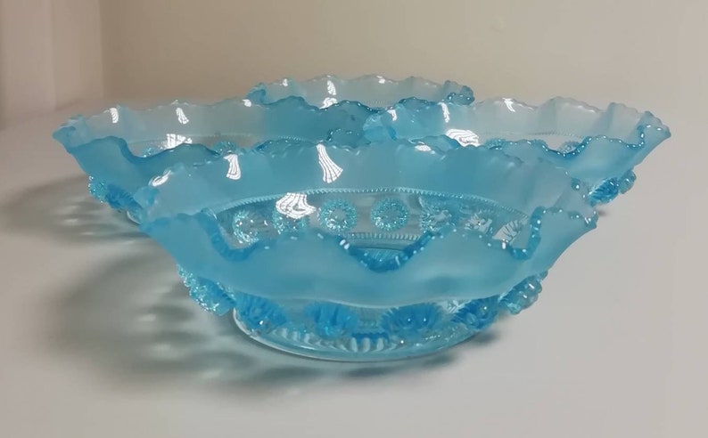 1920s Art Deco George Davidson & Co Azure Blue Glass Dessert - Etsy UK