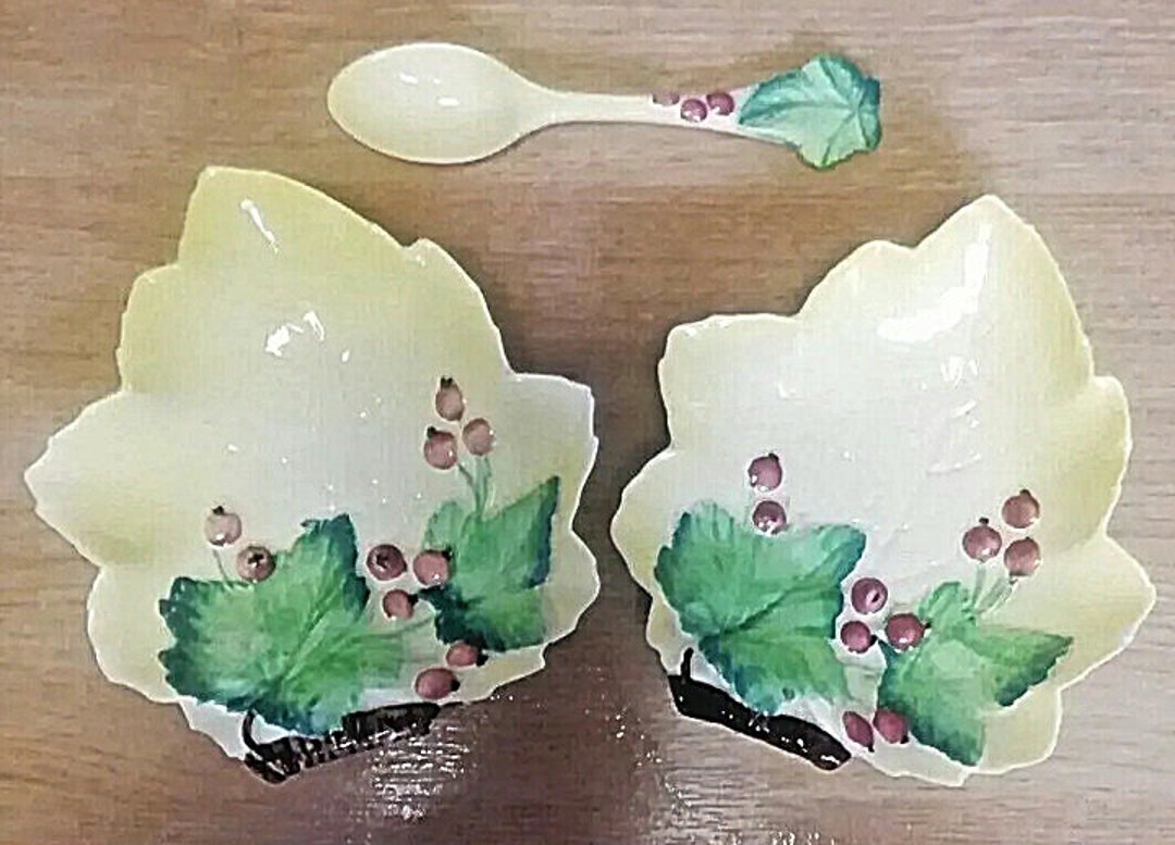 1960s Carlton Ware China Leaf Shape Condiment Dishes & Spoon Set Rare ...
