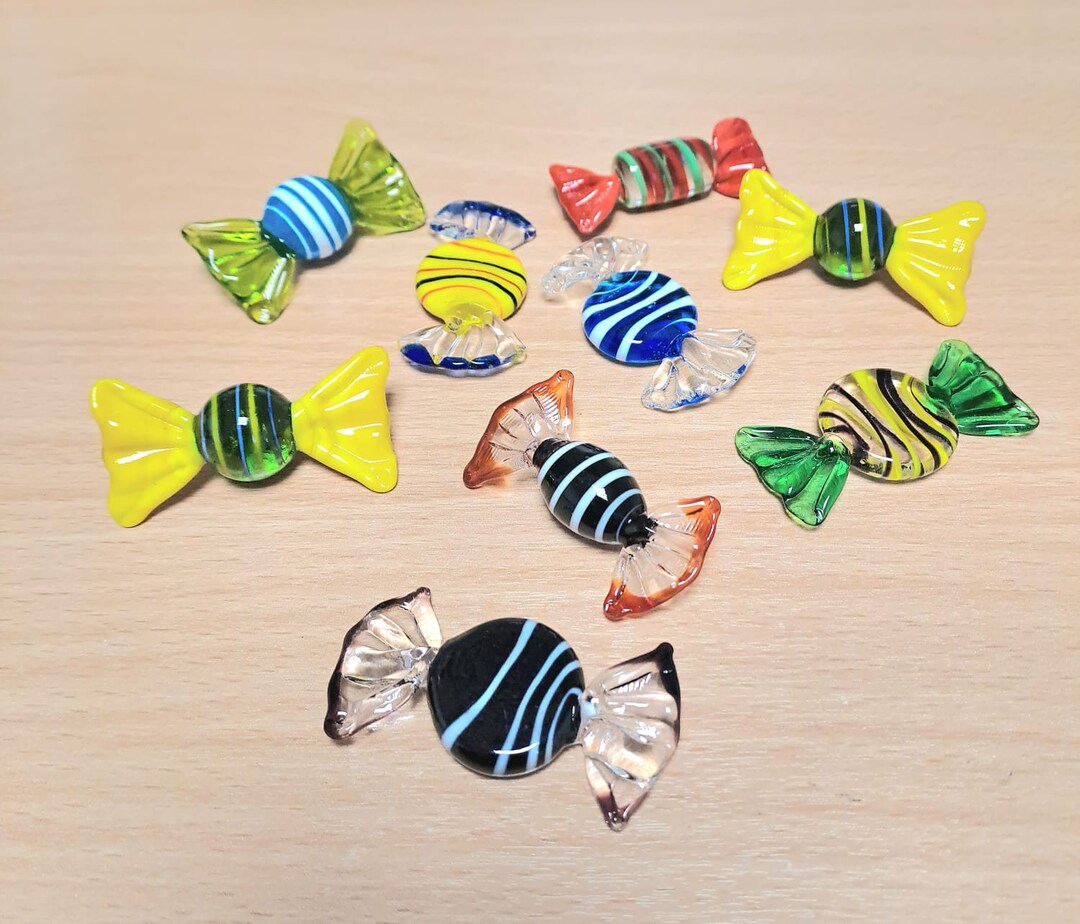 1980s Murano Glass Wrapped Sweets Candy, Retro Glass Sweets, Decorative ...