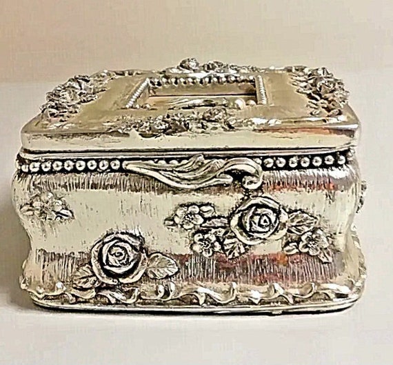 1990s Silver Resin lidded Trinket Box Photo Frame Lid… - Gem