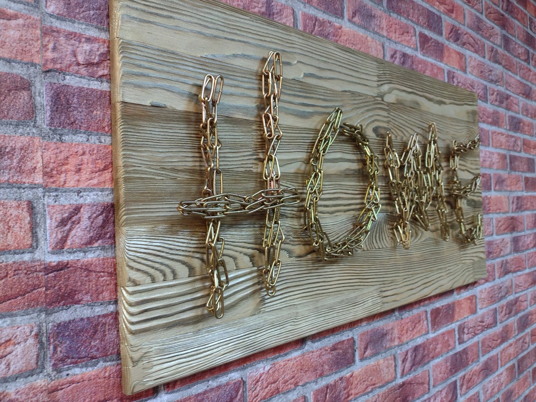 Metal Art, Steel Chain Art Gift, Welded Letters "home", One of a Kind ...