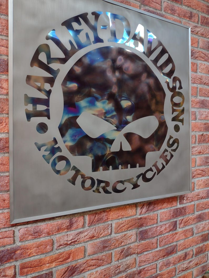 Harley Davidson Motorcycle Skull Logo, Stainless Steel Style, One of a ...