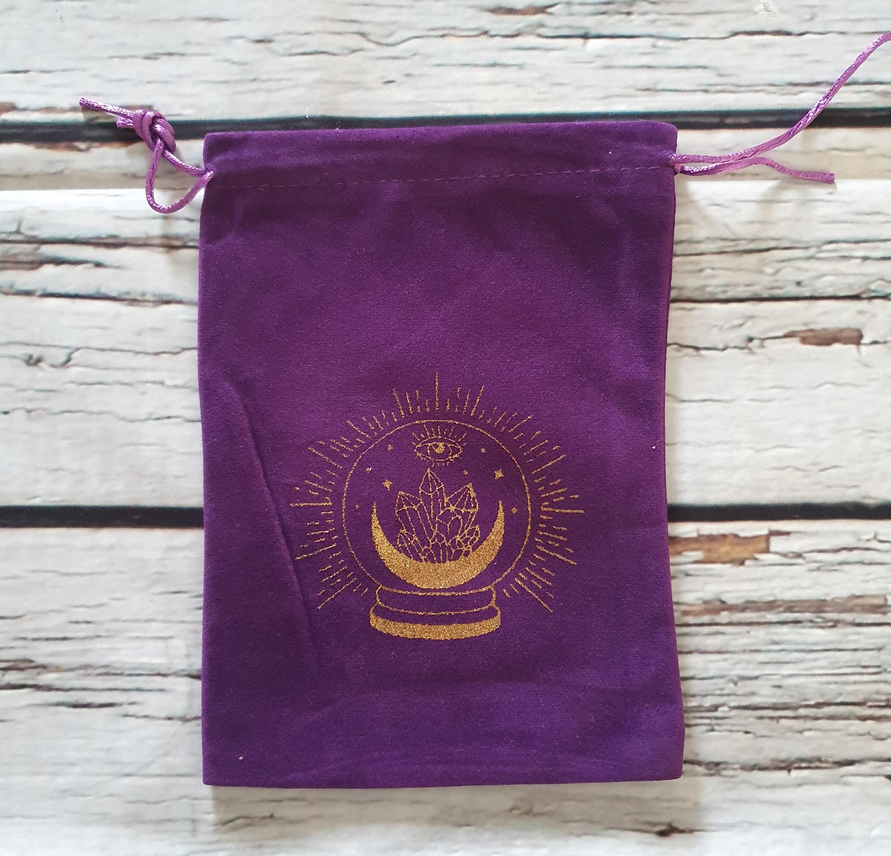Tarot Card Pouch Velvet Tarot Storage, Pentagram, Crystal Ball, Sun and ...