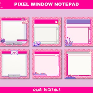Pixel Window Printable Notepad Retro Memo Pad Pixelated Notepads Pink ...