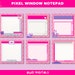 Pixel Window Printable Notepad Retro Memo Pad Pixelated Notepads Pink Purple Retro Cute ...