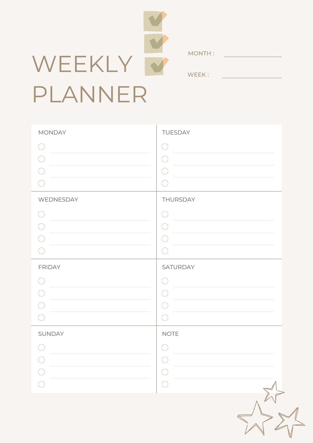 Weekly to Do List Printable, Instant Download, Daily Planner, Weekly ...