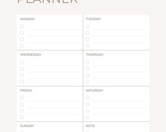 Weekly Planner to Do List Printable, Instant Download - Etsy