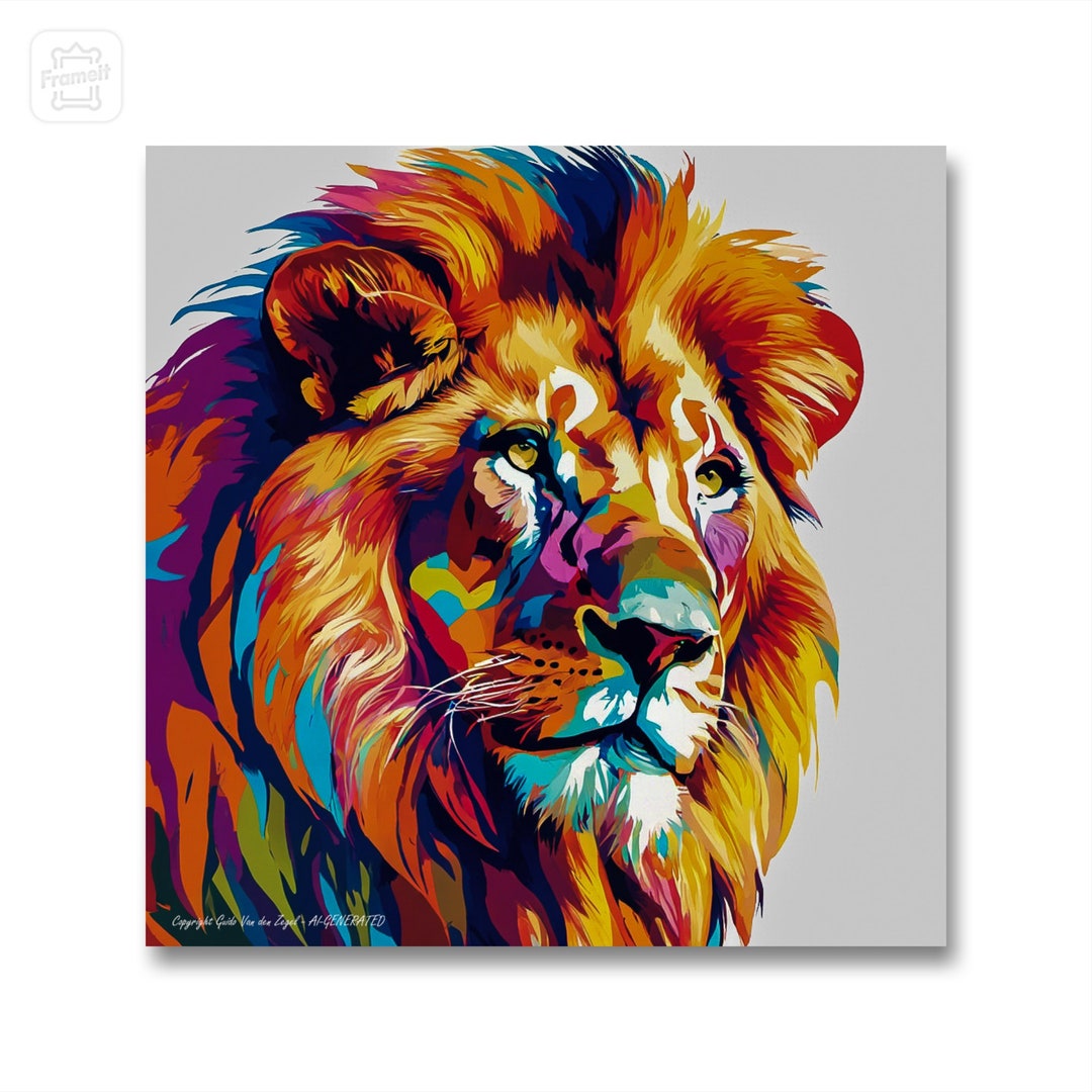 Lion - Range of Colorful Animals - Gaudi Style - Ai-generated - Digital ...